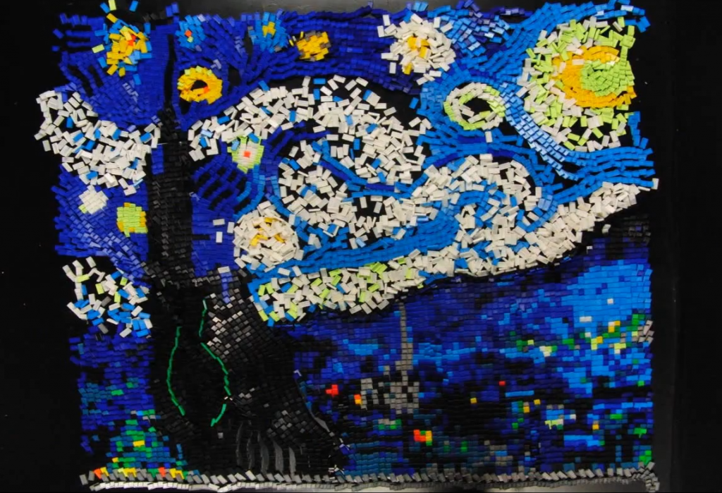 Vincent van Gogh’s “Starry Night” recreated with dominoes | 411posters